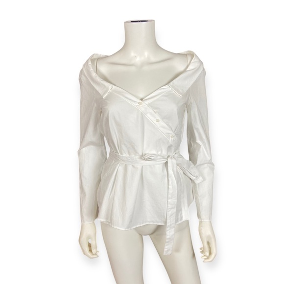 Zara | Tops | Zara White Cotton Crossover Wrap Top | Poshmark